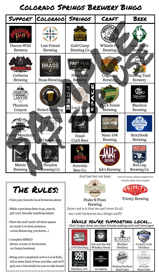 Colorado Springs Brewery Bingo – Local Relic
